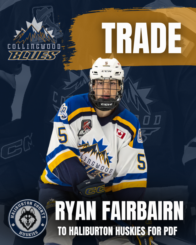 Collingwood Blues Trade Ryan Fairbairn to Haliburton Huskies ...