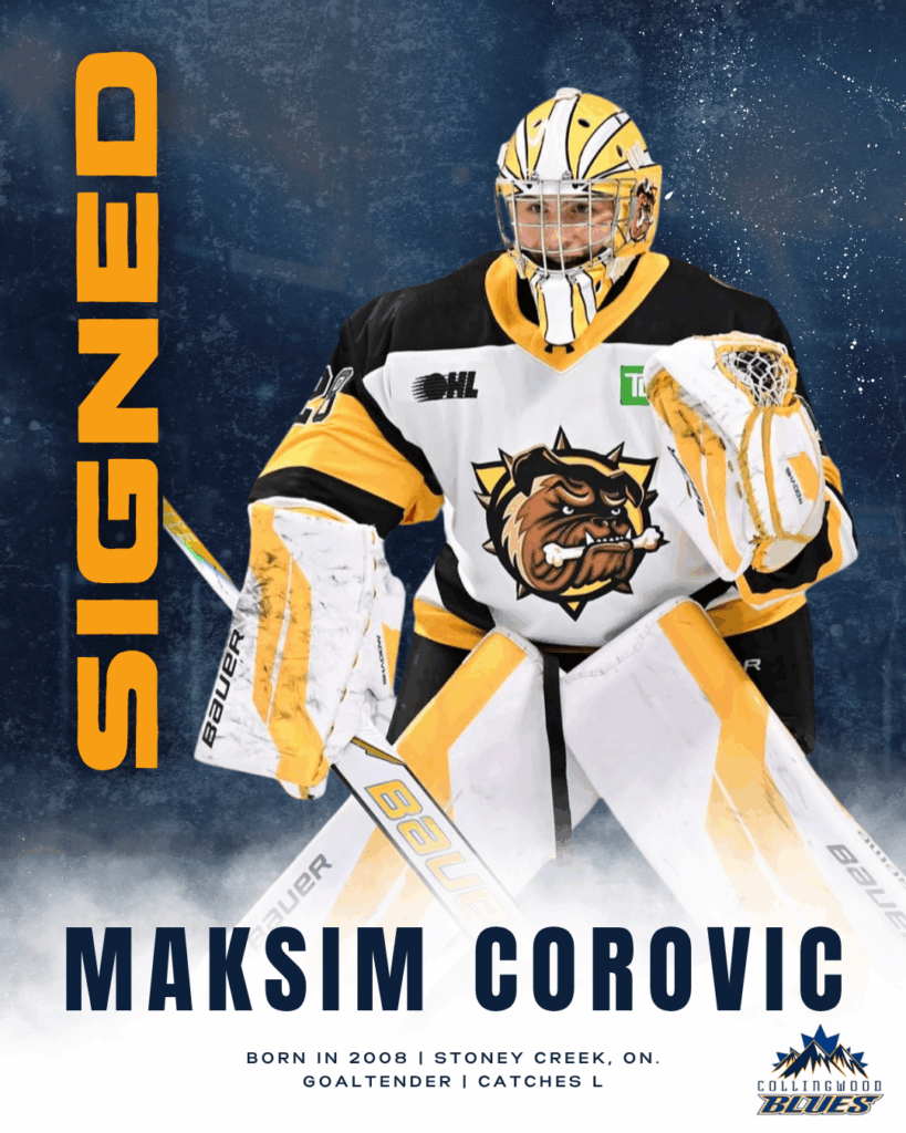 Collingwood Blues Have Signed Maksim Corovic From the Brantford ...