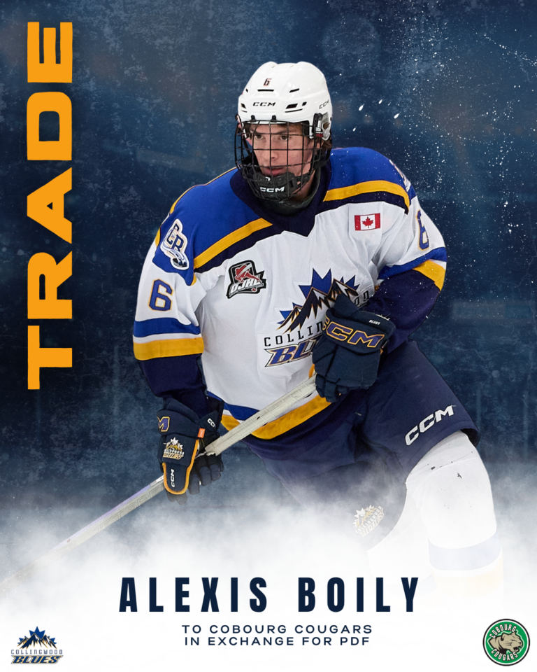 The Collingwood Blues Trade Alexis Boily to the Cobourg Cougars ...